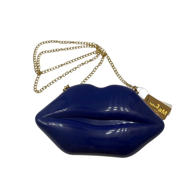 Bags | Lip Shaped Kisses Hardshell Crossbody Handbag Purse Cobalt Blue ...